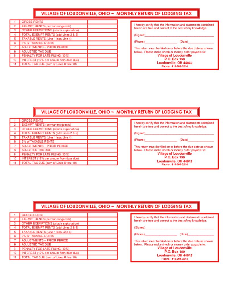 LODGING BLANK FORM - Village of Loudonville