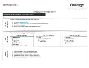 Ohio Edison Street Light Outage Form - Village of Loudonville