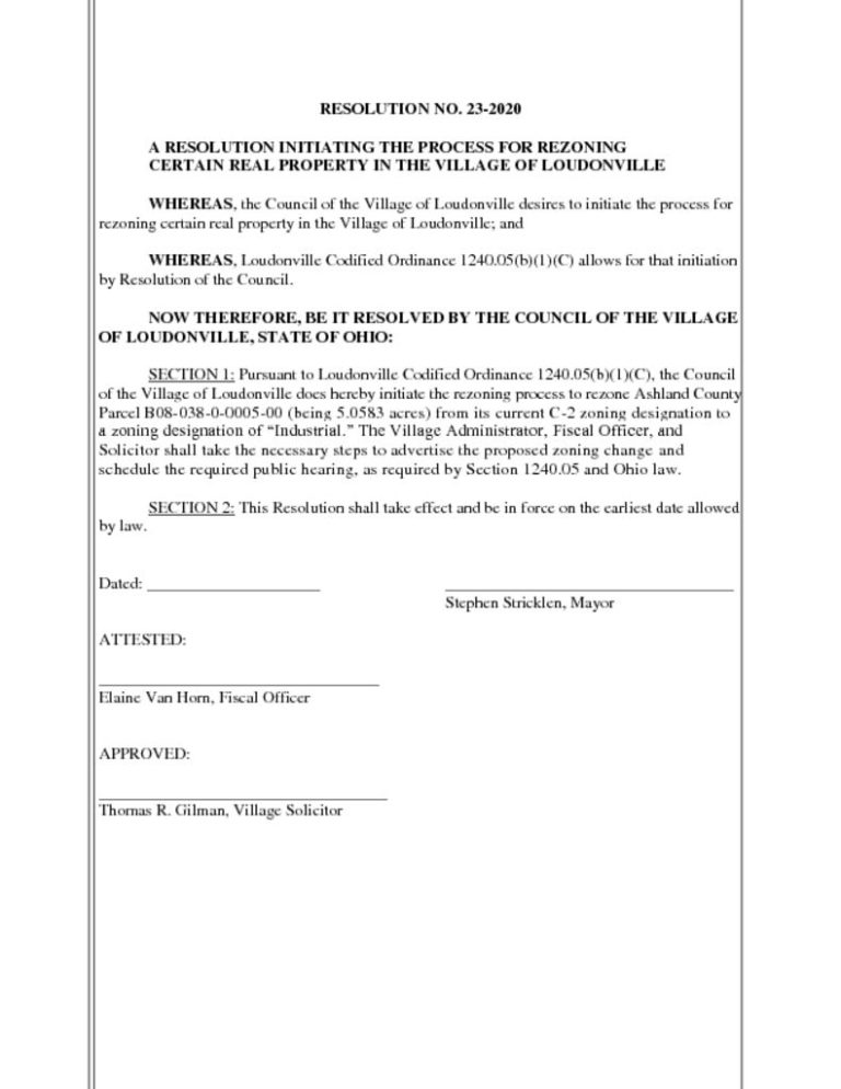 Resolution 23-2020 - Initiating Rezoning Process (Byers Prop) - Village ...